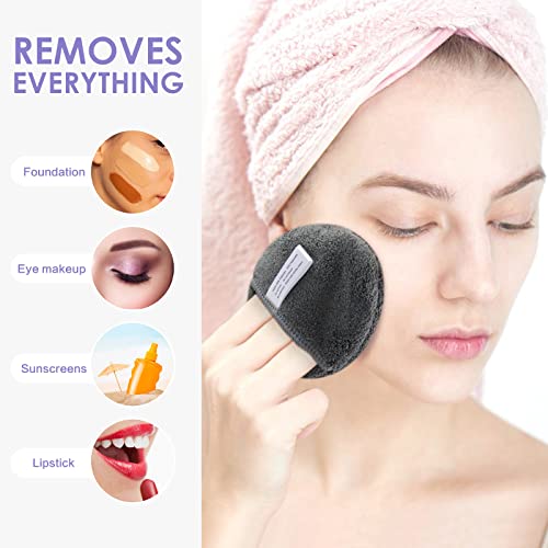 SUNLAND Reusable Makeup Remover Pads for Face,Eyes,Lips Microfiber Face Cleansing Gloves Washable Makeup Remover Cloth with Laundry Bag Rounds Pads