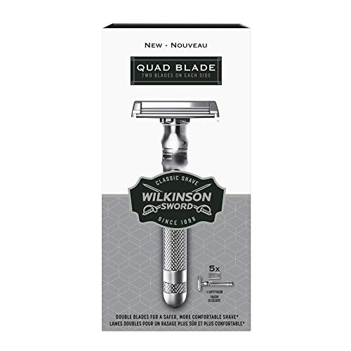 Wilkinson Sword Quad Blade Razor for Men With 5 Quad Blade Razor Refills