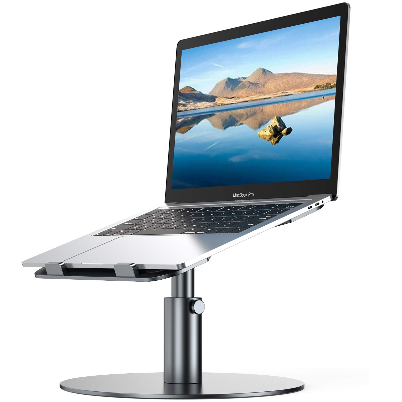 YoFeW Adjustable Laptop Stand, Aluminum Laptop Riser, Multi-Angle Height Adjustable 360°Rotation Computer Stand Desktop Holder Compatible with Mac MacBook Pro Air, Lenovo, Dell XPS, HP(10-17"),Gray