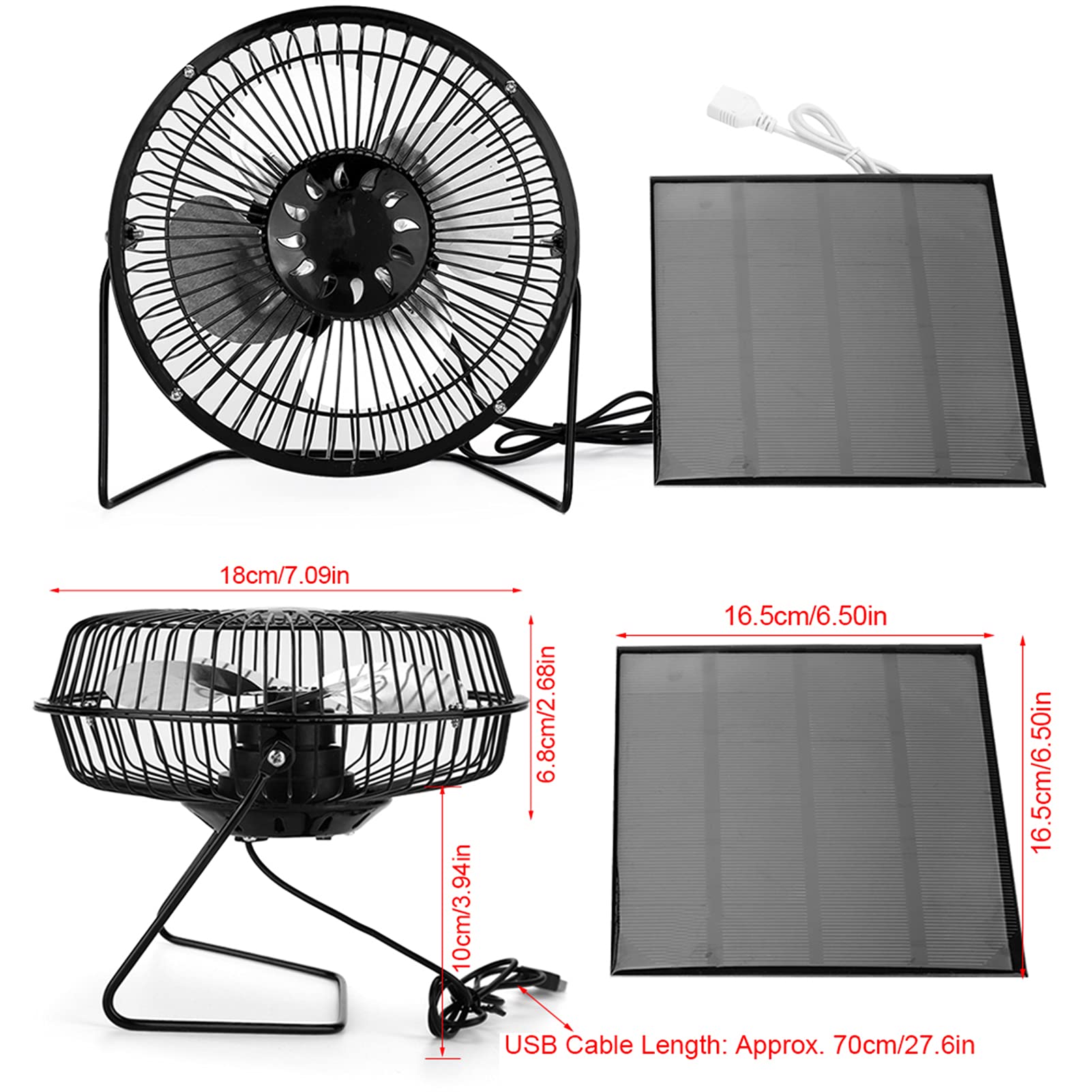 Solar Panel Powered Fan, 4.5W 6V USB Solar Panel Powered Mini Portable Fan Solar Mini Exhaust Fan for Cooling Ventilation Home Travelling Fishing