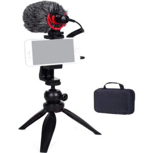 vitopal vm-i2 universal video microphone kit for smartphones, dslr camera, vlogging, recording music, live streaming (vm-i2=vm-i1+tripod kit)