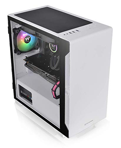 Thermaltake S100 Tempered Glass Snow Edition Micro-ATX mini-Tower Computer Case with 120mm Rear Fan Pre-Installed CA-1Q9-00S6WN-00, White