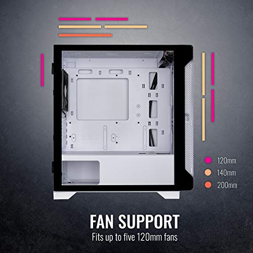 Thermaltake S100 Tempered Glass Snow Edition Micro-ATX mini-Tower Computer Case with 120mm Rear Fan Pre-Installed CA-1Q9-00S6WN-00, White