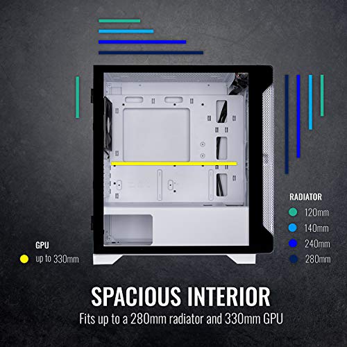 Thermaltake S100 Tempered Glass Snow Edition Micro-ATX mini-Tower Computer Case with 120mm Rear Fan Pre-Installed CA-1Q9-00S6WN-00, White