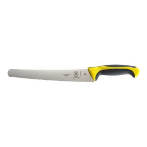 mercer culinary millennia colors bread knife, 10-inch wavy edge wide, yellow