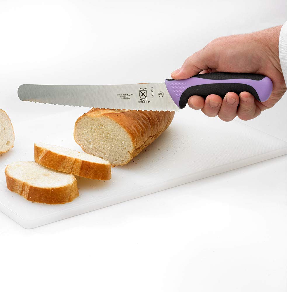 Mercer Culinary Purple Millennia Colors Handle, 10" Bread Knife (Wavy Edge Wide)