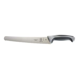 mercer culinary millennia colors stainless steel bread knife 10-inch wavy edge wide, gray