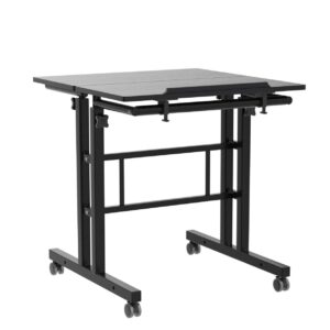 AIZ Adjustable Desk with Rolling Wheels, Portable Laptop Table for Standing or Sitting, Home Office Computer Workstation for Adults or Children,Black