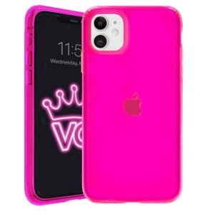 velvet caviar compatible with iphone 11 case neon pink - cute clear protective phone cover for women, girls (hot pink)