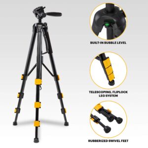 KODAK PhotoGear 2-in-1 Tripod & Monopod | Lightweight 70” 4-Section Flip-Lock Aluminum Tripod Converts to 64.5” Monopod | QuickRelease Plates 3-Way Swivel Head Bubble Level BONUS Tripod E-Guide & Case