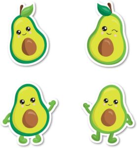 avocado smiling 1 magnet, avocado smiling 2 magnet, avocado smiling 3 magnet, avocado smiling 4 magnet magnets car refrigerator metal sign magnetic vinyl 5"