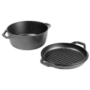 lodge cast iron chef style 6-quart double dutch oven