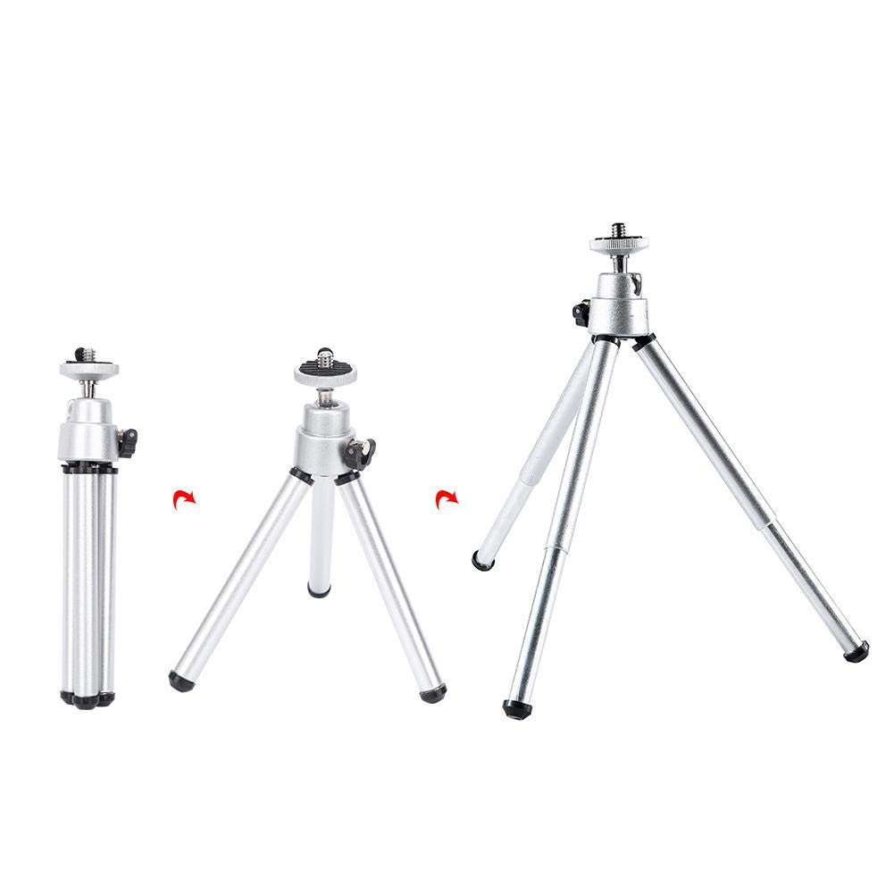 Keenso 3Pcs Universal Foldable Aluminium Alloy Stoving Varnish Mini Antishake Telescopic Tripod Telescoping Tripod Stand Monocular Telescope Camera Tripod