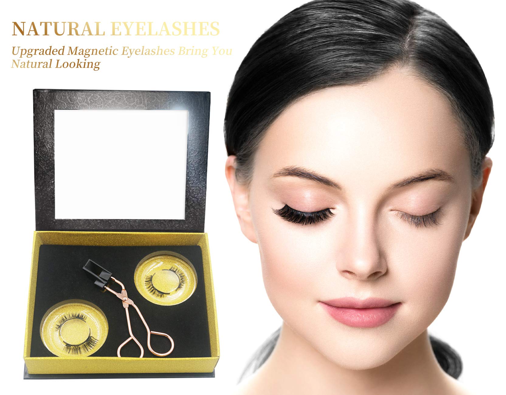 3D False Eyelashes, 6 Pairs of Natural Fluffy False Eyelashes, Reusable Long Thick Eyelashes, Used to Extend Makeup Eyelashes (J-09)