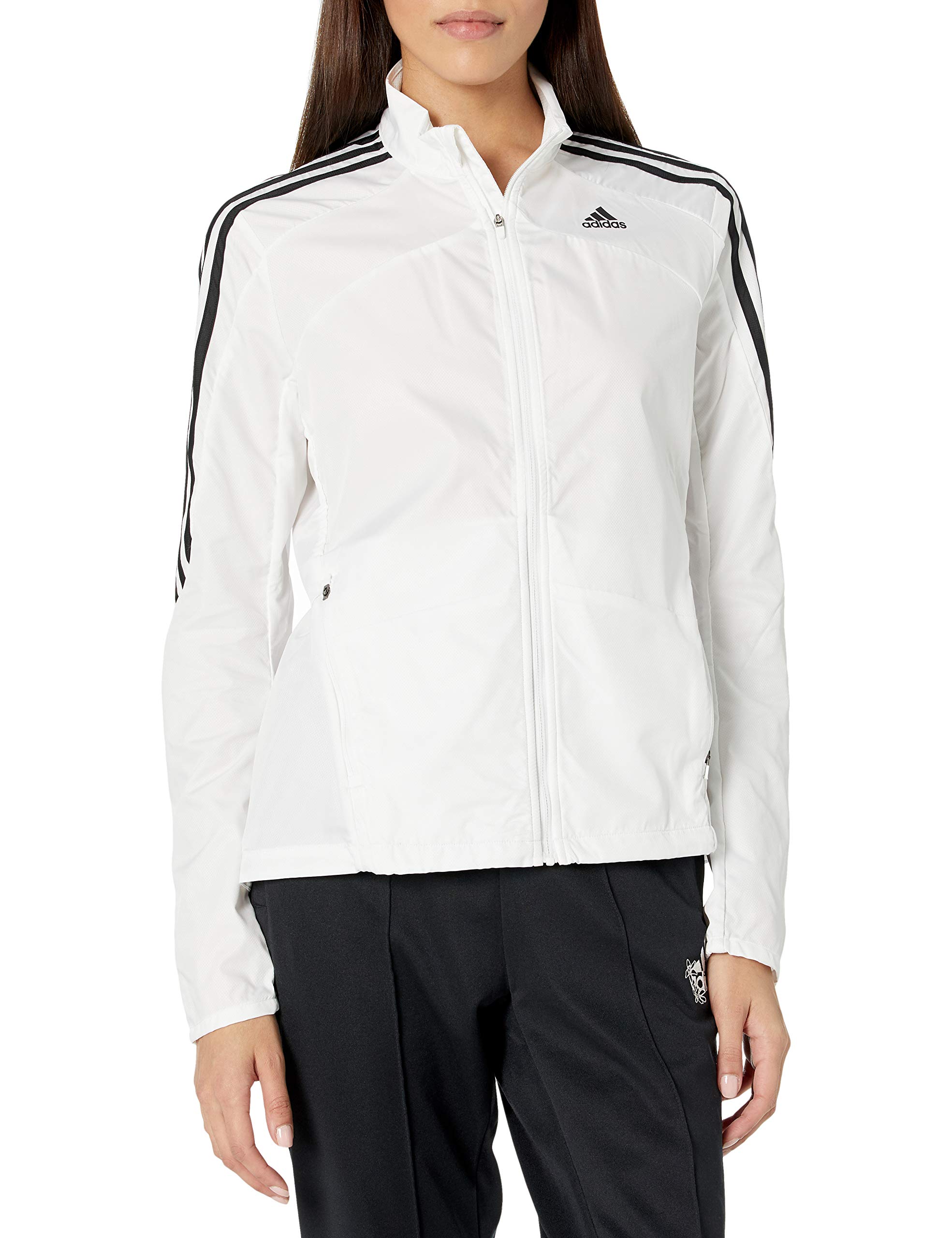 adidas Women's Marathon 3-Stripes Jacket, White, Small