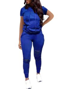 top-vigor womens 2 piece outfits, casual sports short sleeve sweatshirt and jogging sweatpants suit