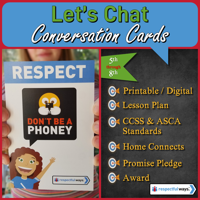 Social Emotional Learning | Distance Learning | Respect | Don't Be A Phoney Conversation Cards | Middle School