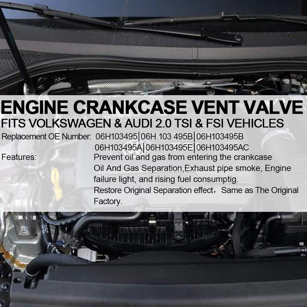 Dasbecan PCV Valve Engine Crankcase Vent Oil Separator Breather Hose Kit Compatible with Audi A3 A4 A5 Q5 TT VW Beetle CC Jetta Passat Tiguan Seat Skoda Replaces# 06H103495 06H103495B