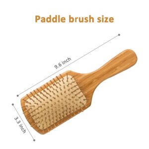 Paddle brush, hair brush, Made of pure natural bamboo, no paint coating, massage the scalp while combing hair to promote blood circulation, prevent static electricity (1pcs)