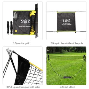 KIKILIVE Weiershun Portable Badminton Net with Stand Carry Bag, Folding Volleyball Tennis Badminton Net – Easy Setup for for Outdoor/Indoor Court, Backyard, No Tools or Stakes Required