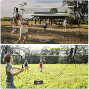 KIKILIVE Weiershun Portable Badminton Net with Stand Carry Bag, Folding Volleyball Tennis Badminton Net – Easy Setup for for Outdoor/Indoor Court, Backyard, No Tools or Stakes Required