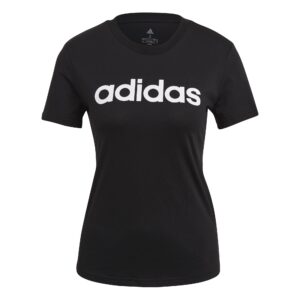 adidas womens Linear T-Shirt Black/White Medium