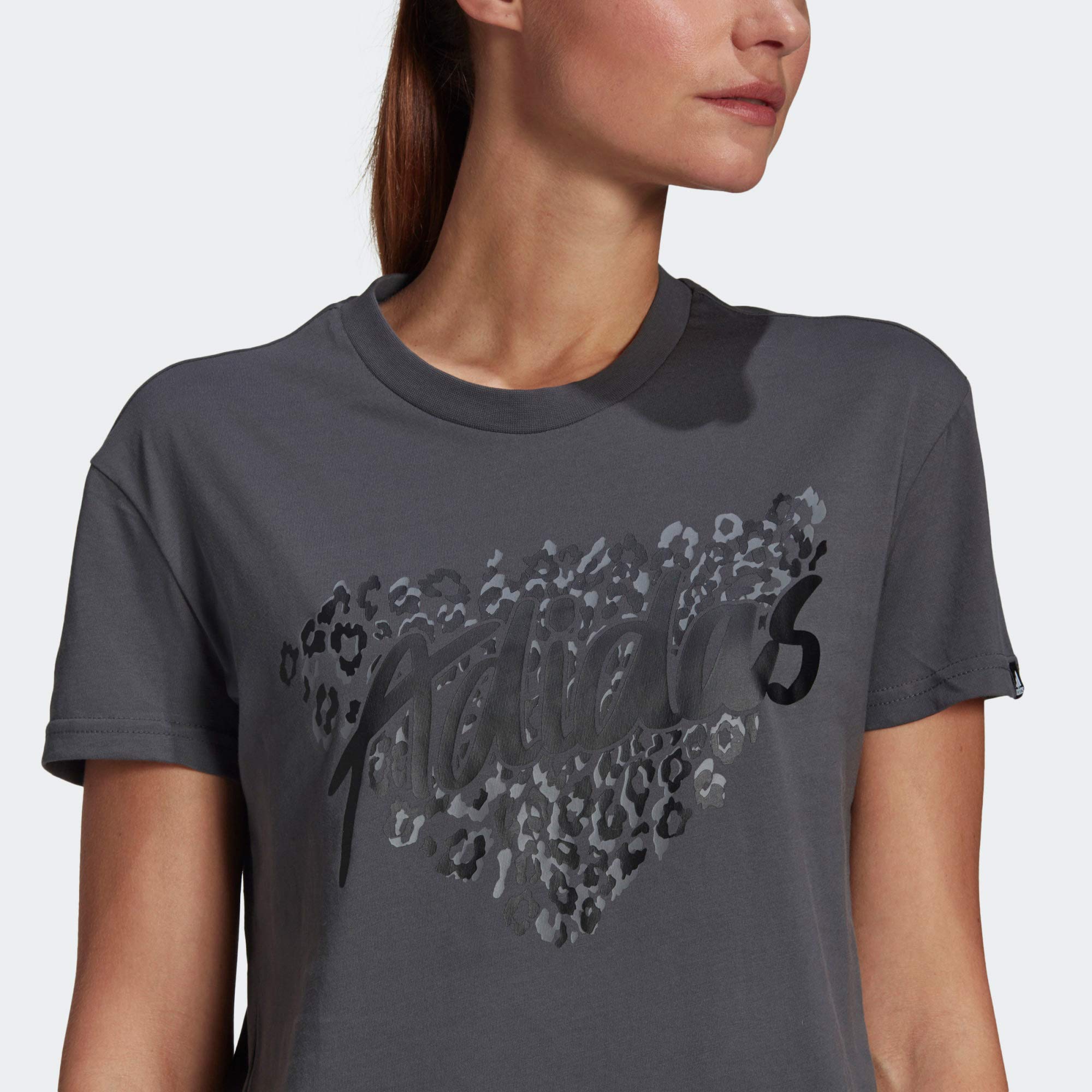 adidas womens Leo Graphic Tee Grey X-Small