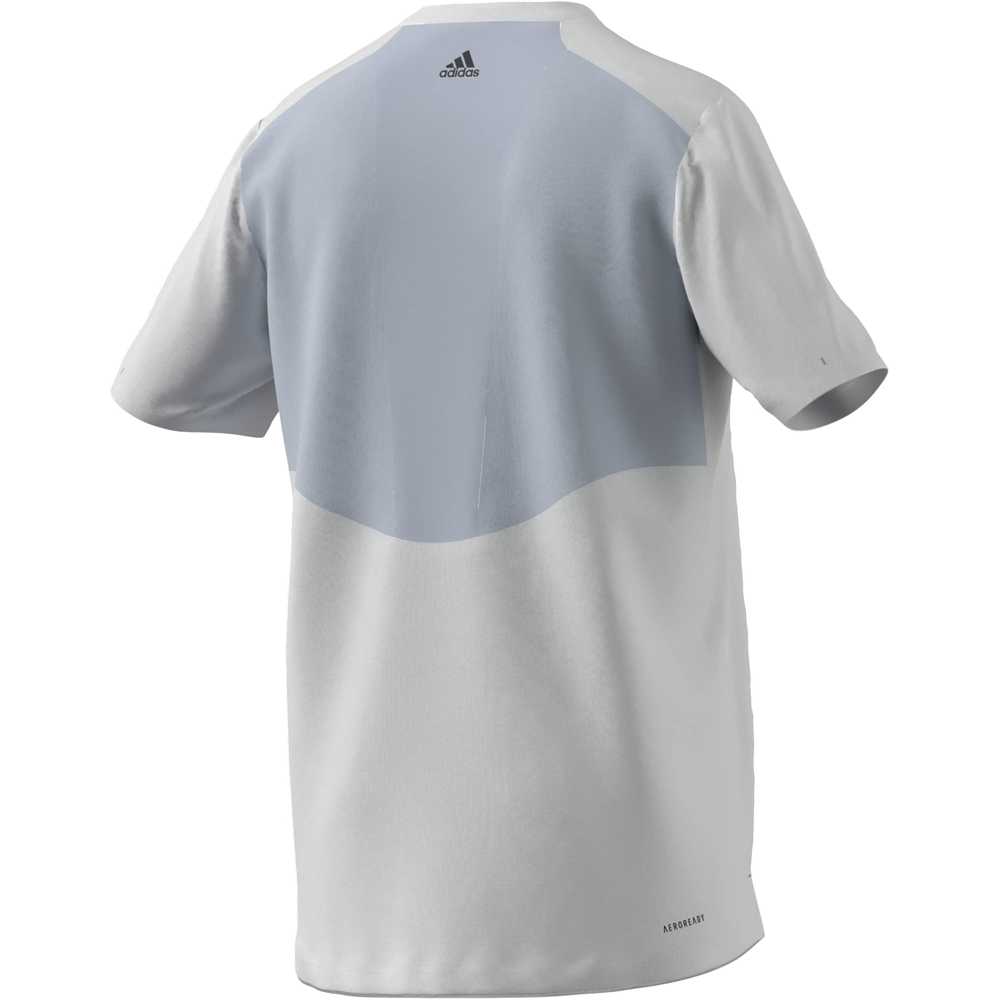 adidas mens Activated Tech Tee White/Halo Blue Medium