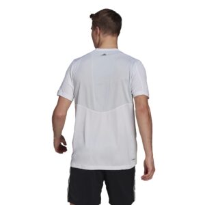 adidas mens Activated Tech Tee White/Halo Blue Medium