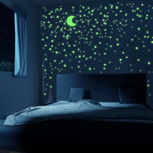 Glow Dots Star and Moon,Glow in The Dark Stars Wall Stickers, 252 Dots in 3 Sizes for Ceiling/Walls,Perfect for Kids Birthday Gift, Beautiful Wall Decals for Any Room, Bright and Realistic