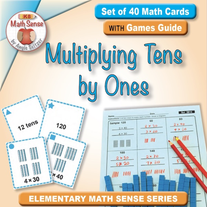 Multiplying Tens by Ones : 40 Math Cards with Games Guide 3B15