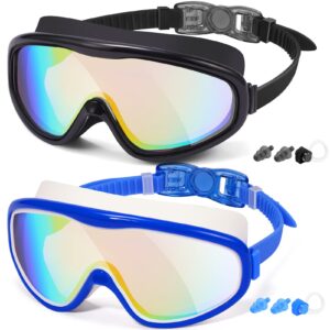 braylin adult swim goggles, 2-pack wide view swim goggles for men women youth teen, anti-fog, uv protection, over 15 years