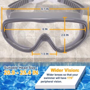 Braylin Adult Swim Goggles, 2-Pack Wide View Swim Goggles for Men Women Youth Teen, Anti-Fog, UV Protection, Over 15 Years