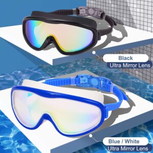 Braylin Adult Swim Goggles, 2-Pack Wide View Swim Goggles for Men Women Youth Teen, Anti-Fog, UV Protection, Over 15 Years