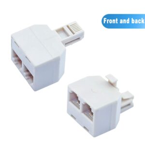 Phone Splitter 1 to 2, 2-Pack RJ11 6P4C Wall Jack Plug 1 to 2 Modular Adapter Converter