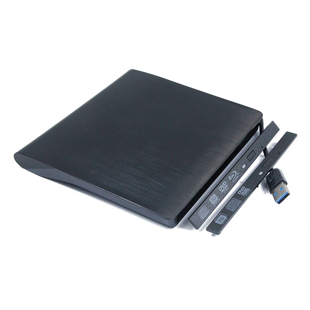 Ultra Slim USB 3.0 Portable External Optical Disc Drive Enclosure Kit ODD Caddy for HP Dell Lenovo Asus Acer Laptop Internal 9.5mm 9mm SATA Tray-Loading CD DVD Blu-ray Drive Black Color