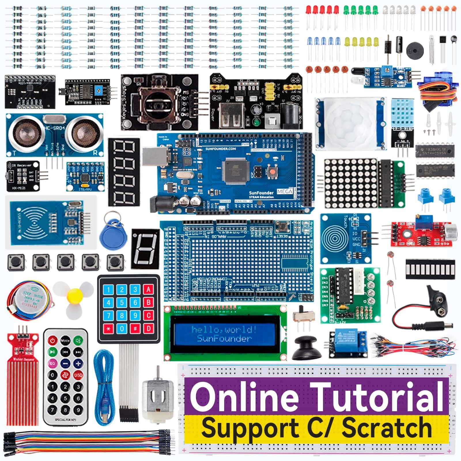 SunFounder Project The Most Complete Electrnoics Starter Kit Compatible with Arduino Mega 2560 R3 Mega328 Nano, 73 Tutorials Included