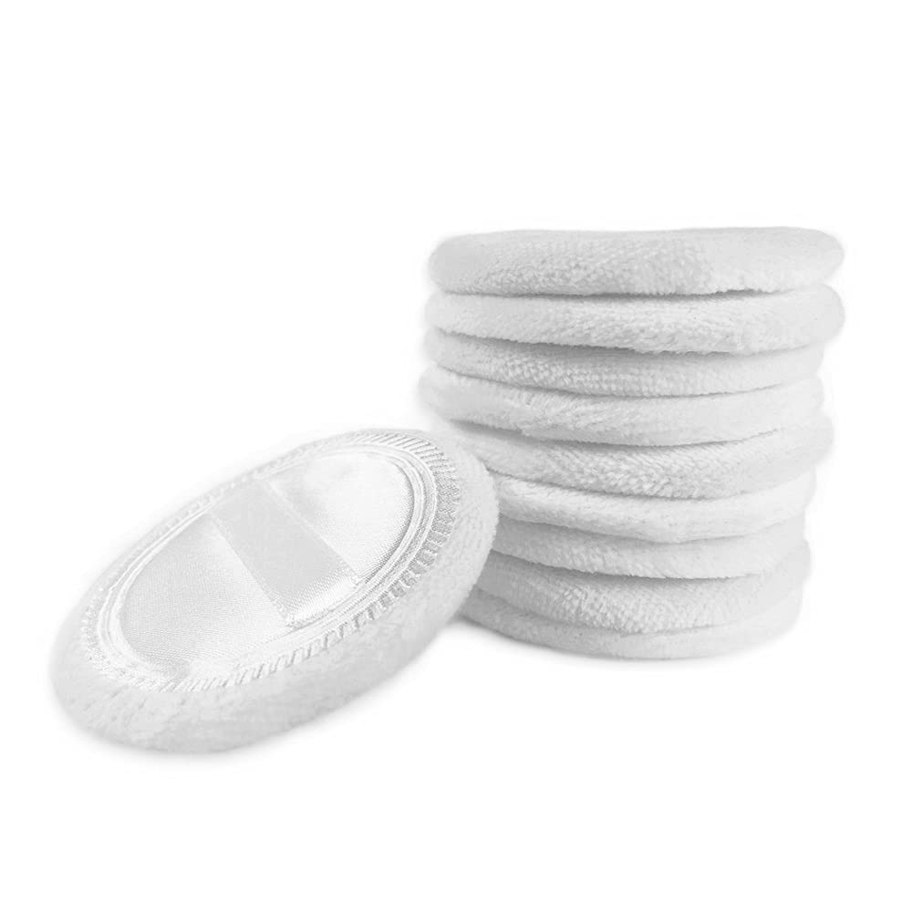 10pcs Powder Puff Cotton Cosmetic Powder Makeup Puffs Pads with Ribbon Face Powder Puffs for Loose and Foundation 2.36 inch. (White)