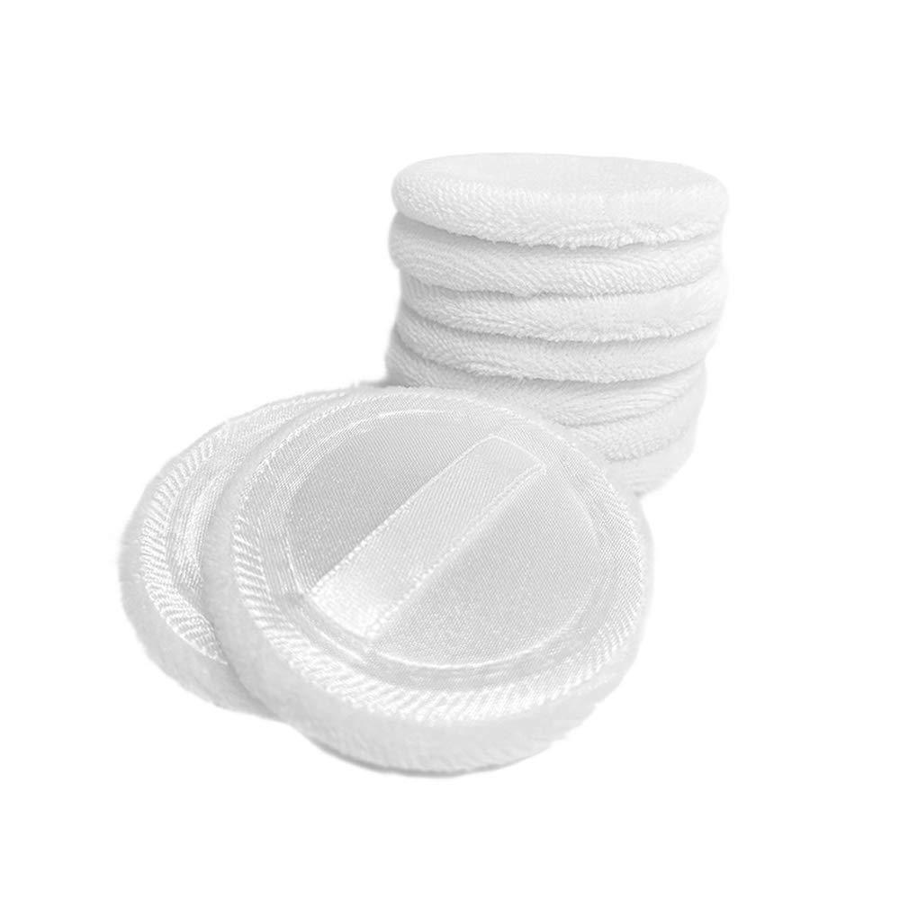 10pcs Powder Puff Cotton Cosmetic Powder Makeup Puffs Pads with Ribbon Face Powder Puffs for Loose and Foundation 2.36 inch. (White)