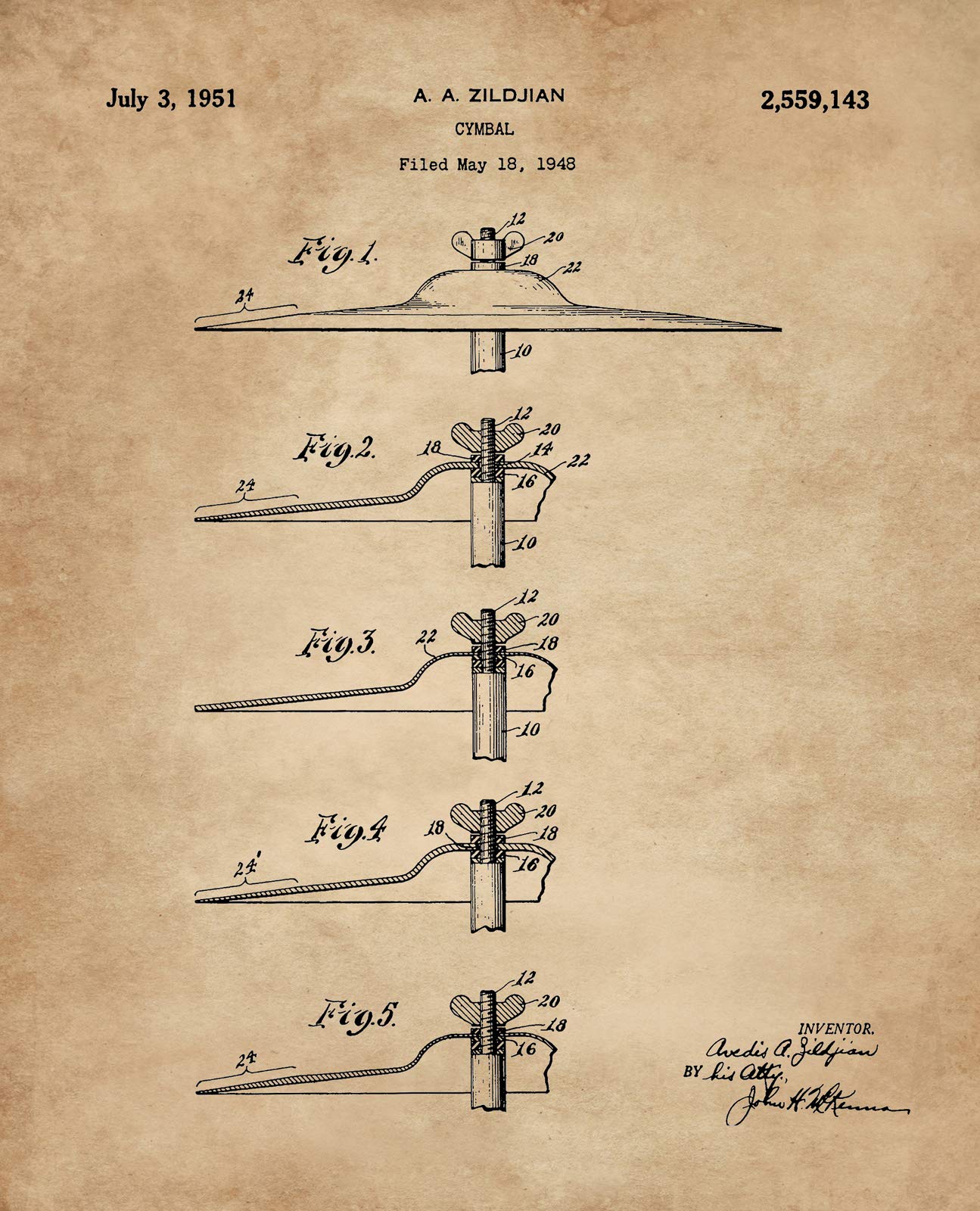 Drummer Gifts for Men - Music Wall Decor - Set of 6 (8x10) Unframed Drum Patent Wall Art Prints - Music Room Studio Decorations - Percussionists Teachers Musicians