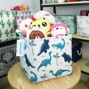 LANGYASHAN Square Storage Baskets Waterproof Canvas Children Laundry Nursery Hamper for Shelves Gift Baskets Toy Organizer Room Decor (Square Dinosaur)