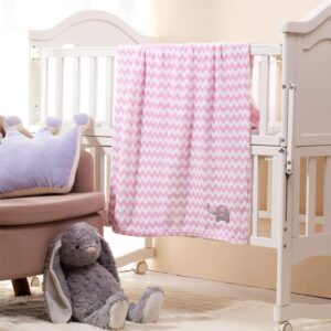 CREVENT 30"X40" Cute Silky Plush Baby Blanket for Girls Infants Toddlers Newborns Crib Cot Stroller, Giftable Suitable for Summer Spring - Pink Elephant