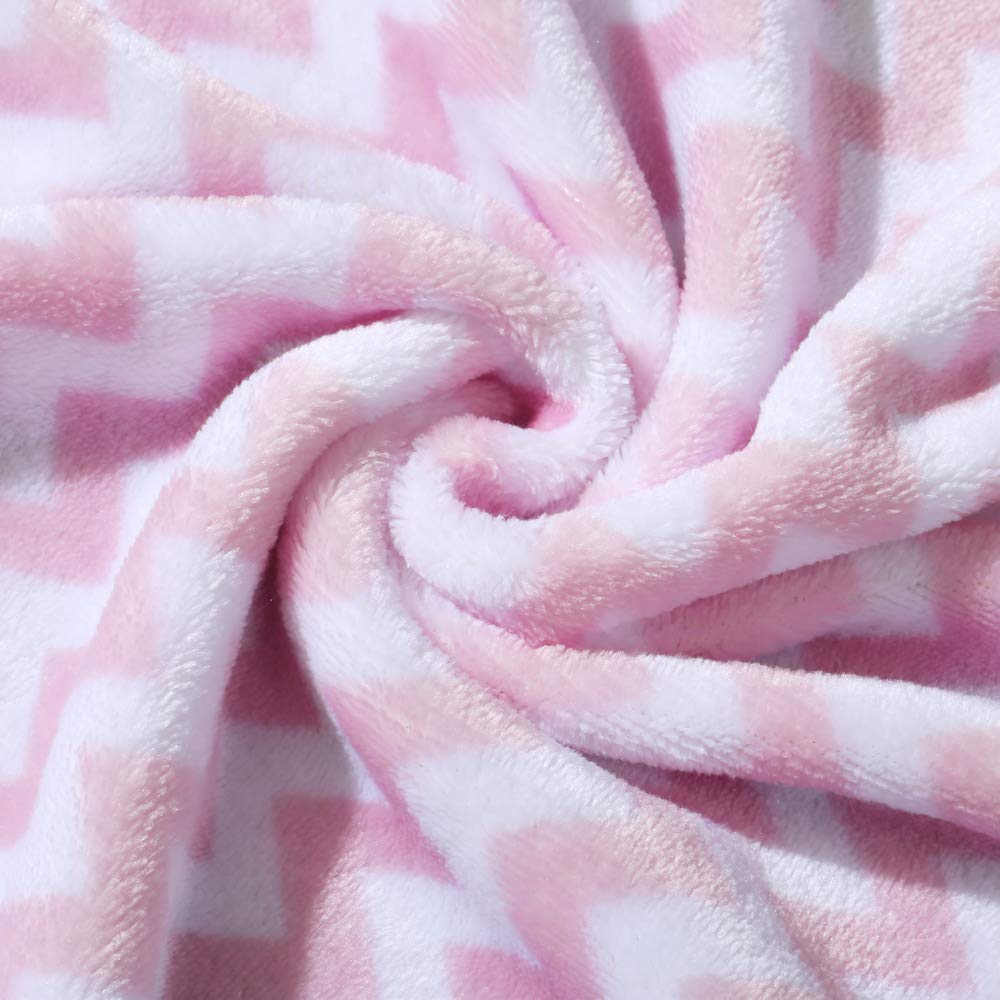 CREVENT 30"X40" Cute Silky Plush Baby Blanket for Girls Infants Toddlers Newborns Crib Cot Stroller, Giftable Suitable for Summer Spring - Pink Elephant