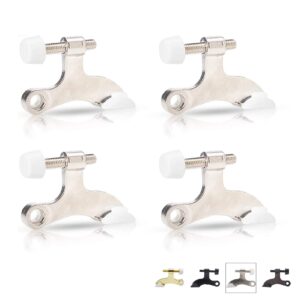 enconker hinge pin door stopper satin nickel 4 pack, adjustable head screw heavy duty wall protectors from door knobs, convenient easy installation rubber bumper tips prevent wall damage