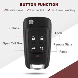 ANGLEWIDE Keyless Entry Remote Car Key Fob SHELL CASE 2pads Replacement for 10-17 for Buick for Chevy for GMC (FCC 5461A-01060512) 5 Buttons