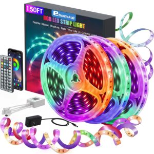 ehomful 150ft led strip lights app control music rgb 5050 color changing smart led light strip kit with 44 keys remote, led lights for bedroom,room,apartment,kitchen,party decorations