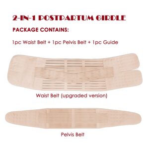 ChongErfei 2 in 1 Postpartum Belly Wrap Waist/Pelvis Belt C-Section Natural Labour Belly Support Recovery Belt (Nude, One Size)