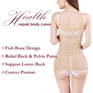 ChongErfei 2 in 1 Postpartum Belly Wrap Waist/Pelvis Belt C-Section Natural Labour Belly Support Recovery Belt (Nude, One Size)