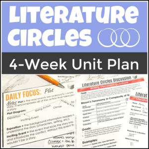 literature circles unit plan - 4 weeks of lessons and materials for print and google classrooms