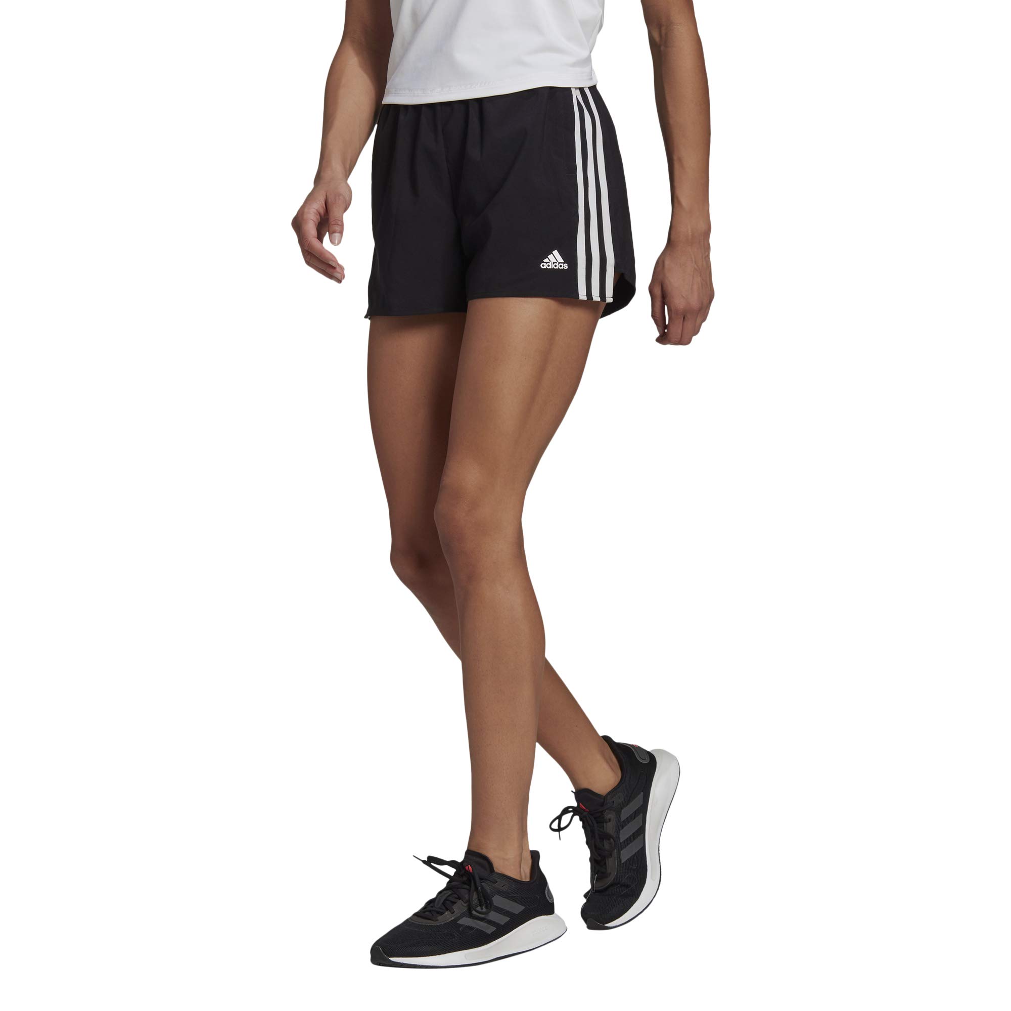 adidas,womens,3-Stripes Woven Shorts,Black/White,Medium